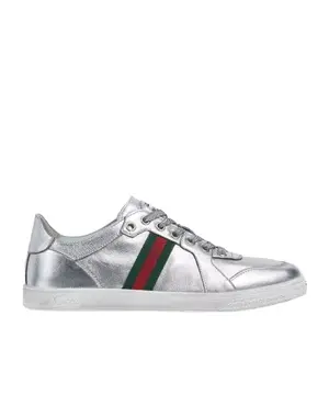 Gucci Gucci Low-Top Trainers With Web Detail Silver