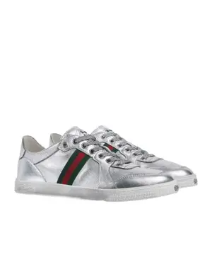 Gucci Low-top Trainers With Web Detail - Silver