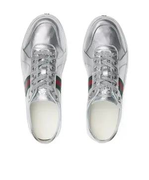 Gucci Low-top Trainers With Web Detail - Silver