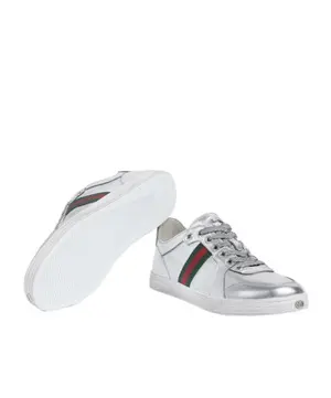 Gucci Low-top Trainers With Web Detail - Silver