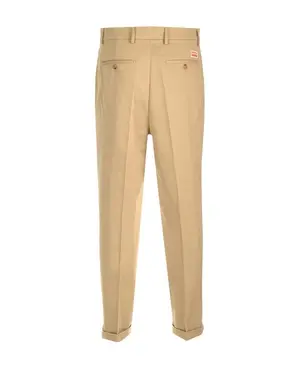Kenzo Logo Patch Straight-leg Trousers - Nude