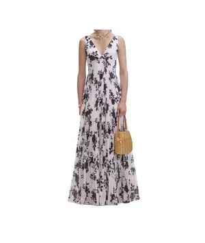 SELF-PORTRAIT Sleeveless Floral-print Chiffon Maxi Dress