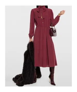Gucci Silk Crêpe De Chine Dress With Bow Detail
