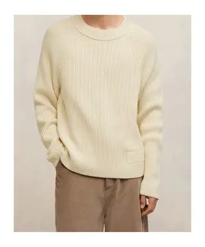 AMI Paris Crewneck Knitted Jumper With Ribbed Details And Logo Applique