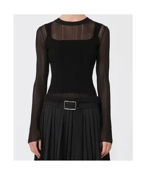 Sportmax Ribbed Trompe L'oeil Jumper - Black