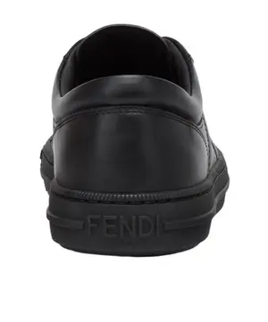 Fendi Palladium Finished Metal Ff Domino Low-top Sneakers - Black