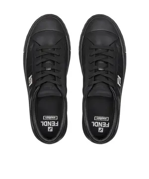 Fendi Palladium Finished Metal Ff Domino Low-top Sneakers - Black
