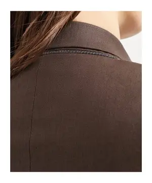 Brunello Cucinelli Embellished Polished Twill Blazer