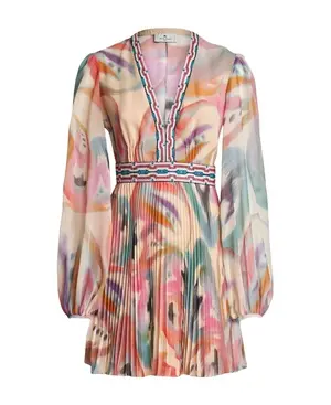 Etro Graphic Printed V-neck Mini Dress - Multicolor
