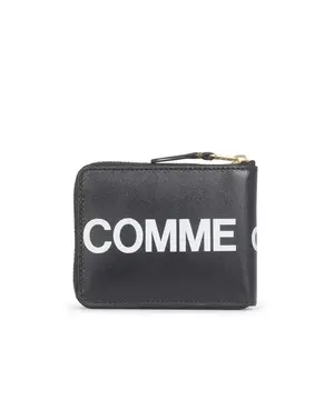Comme Des Garçons Logo Printed Zip-around Wallet - Black