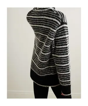 TOTEME Striped Turtleneck Sweater With Dropped Shoulders - Black