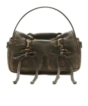 Acne Studios Multipocket Knot Detailed Micro Tote Bag - Dark Brown/beige