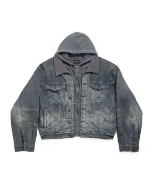 Balenciaga Layered Denim Jacket With Trompe L'oeil Effect - Blue