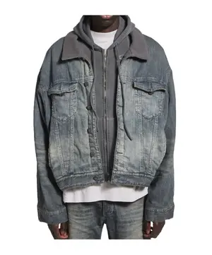 Balenciaga Layered Denim Jacket With Trompe L'oeil Effect - Blue
