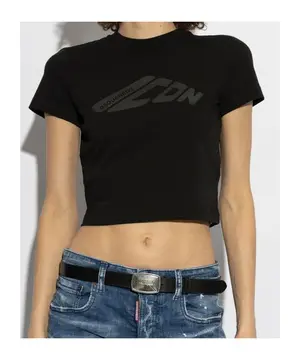 Dsquared2 Icon Printed Cropped T-shirt - Black