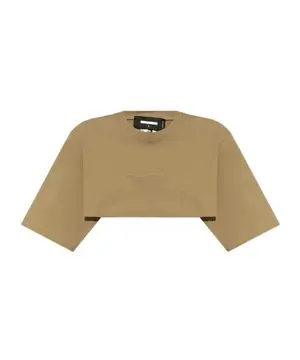 Dsquared2 Logo Embossed Cropped T-shirt - Beige