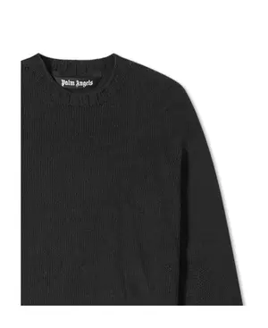 Palm Angels Logo Intarsia Knitted Jumper - Black