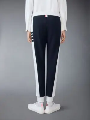 Thom Browne 4-bar Stripe Drawstring Track Pants With Silver-toned Ankle Strap - Blue