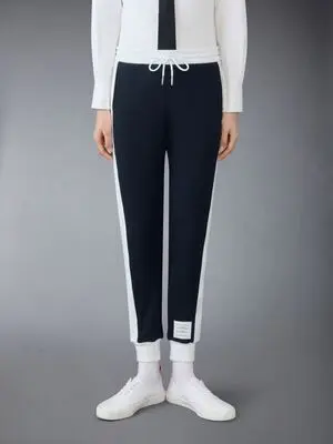 Thom Browne 4-bar Stripe Drawstring Track Pants With Silver-toned Ankle Strap - Blue