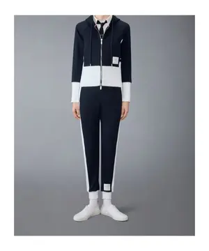 Thom Browne 4-bar Stripe Drawstring Track Pants With Silver-toned Ankle Strap - Blue