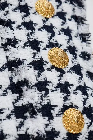 Balmain Houndstooth Button Detailed Tweed Mini Dress