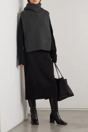 THE ROW Aso Ribbed Cashmere High-neck Tank Vest
