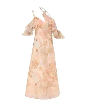 Zimmermann Illuminate Ruffled Midi Dress - Nude