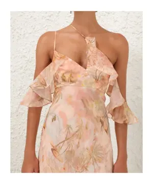 Zimmermann Illuminate Ruffled Midi Dress - Nude