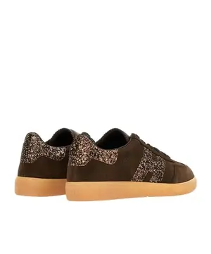 Hogan Suede And Glitter Sneakers - Brown