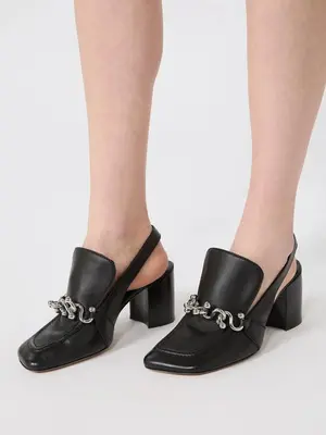 Sportmax Square-toe Heeled Slingback Pumps With Chain Detail