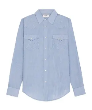 Celine Long Sleeve Shirt - White/blue