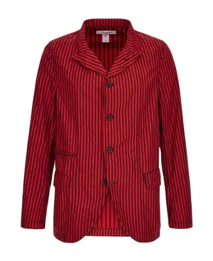 Comme Des Garçons Striped Buttoned Blazer