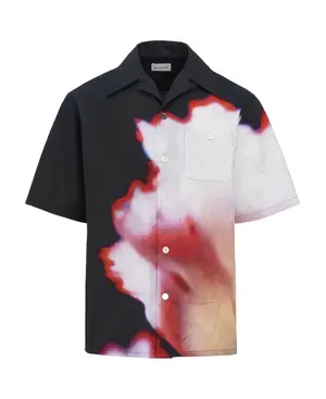 Alexander McQueen Floral Printed Short-sleeved Shirt - Black