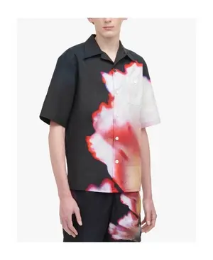 Alexander McQueen Floral Printed Short-sleeved Shirt - Black
