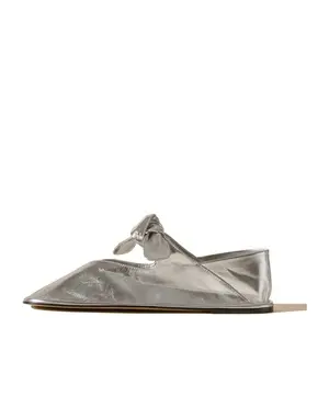 Hereu Metallic Ballerina Flats - Silver