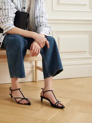 JIL SANDER Leather Strappy High-heeled Sandals - Black
