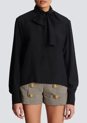 Balmain Crepe Shirt With Bow Detail