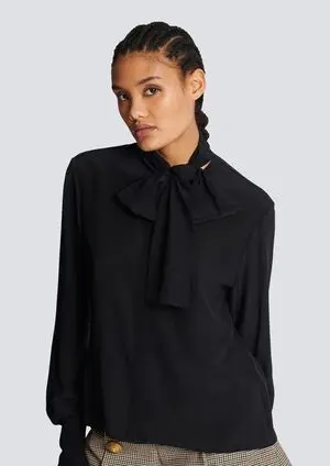 Balmain Crepe Shirt With Bow Detail