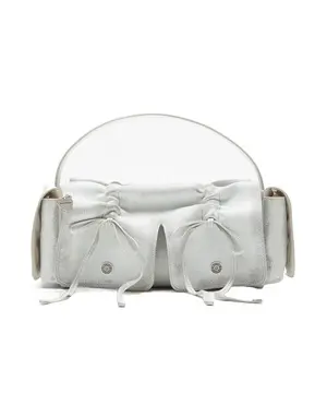 Acne Studios Brushed Leather Pocket Top Handle Bag - White/grey