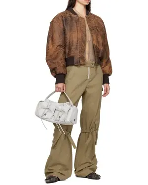 Acne Studios Brushed Leather Pocket Top Handle Bag - White/grey