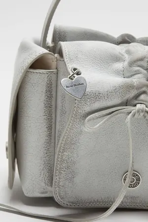 Acne Studios Brushed Leather Pocket Top Handle Bag - White/grey