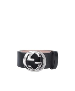 Gucci Interlocking G Buckle Leather Belt - Black