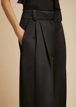 Khaite Belted Wide-leg Pleated Pants - Black