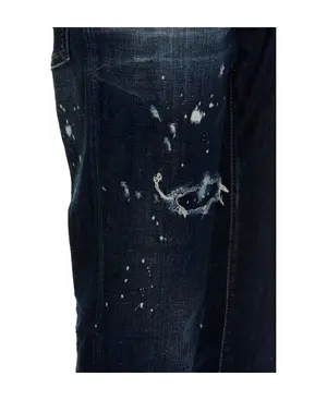 Dsquared2 Distressed Skinny Jeans With Pierced Detail - Black