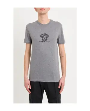 Versace Logo Logo T-shirt With Round Neck