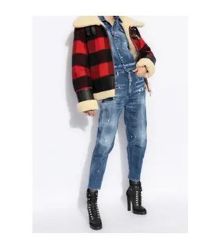 Dsquared2 Distressed Paint Splatter Tapered Leg Jeans