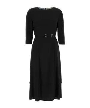 Prada Belted Waist Midi Dress - Black