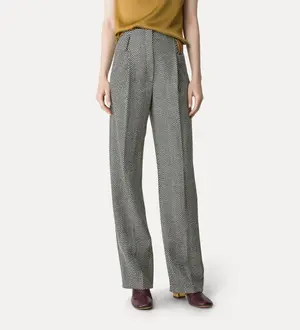 FORTE_FORTE Chevron Patterned Wool High-rise Trousers - Grey