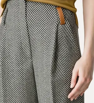 FORTE_FORTE Chevron Patterned Wool High-rise Trousers - Grey