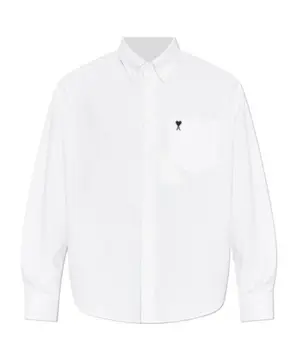 AMI Paris Logo Embroidered Long-sleeve Shirt